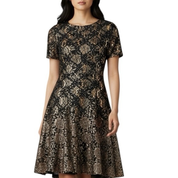 H W Collections | Dresses | Vintage H W Collection 8s 90s Black Gold ...